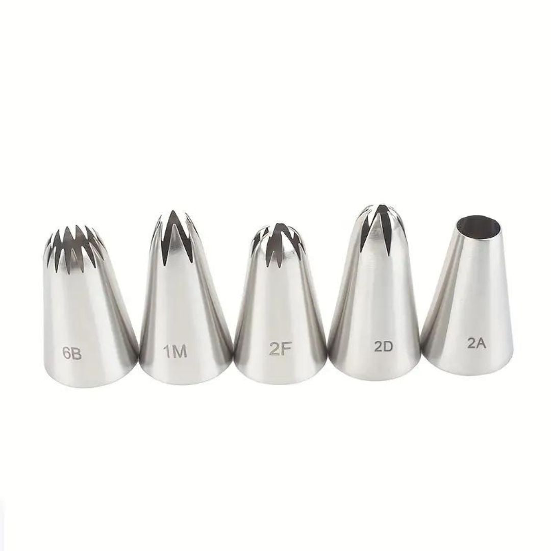 5 Piece Large Piping Tip Set - 1M 2A 2D 2F 6B – Sugarcrate Baking Supplies